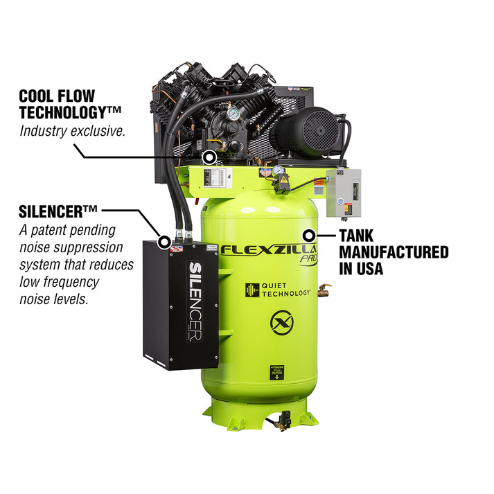 Flexzilla Pro Pressure Lube, Three Phase Stationary, Air Compressor w ...